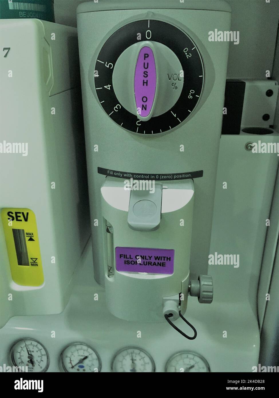 Isoflurane Vaporiser of the anesthesia machine at operation theatre ...