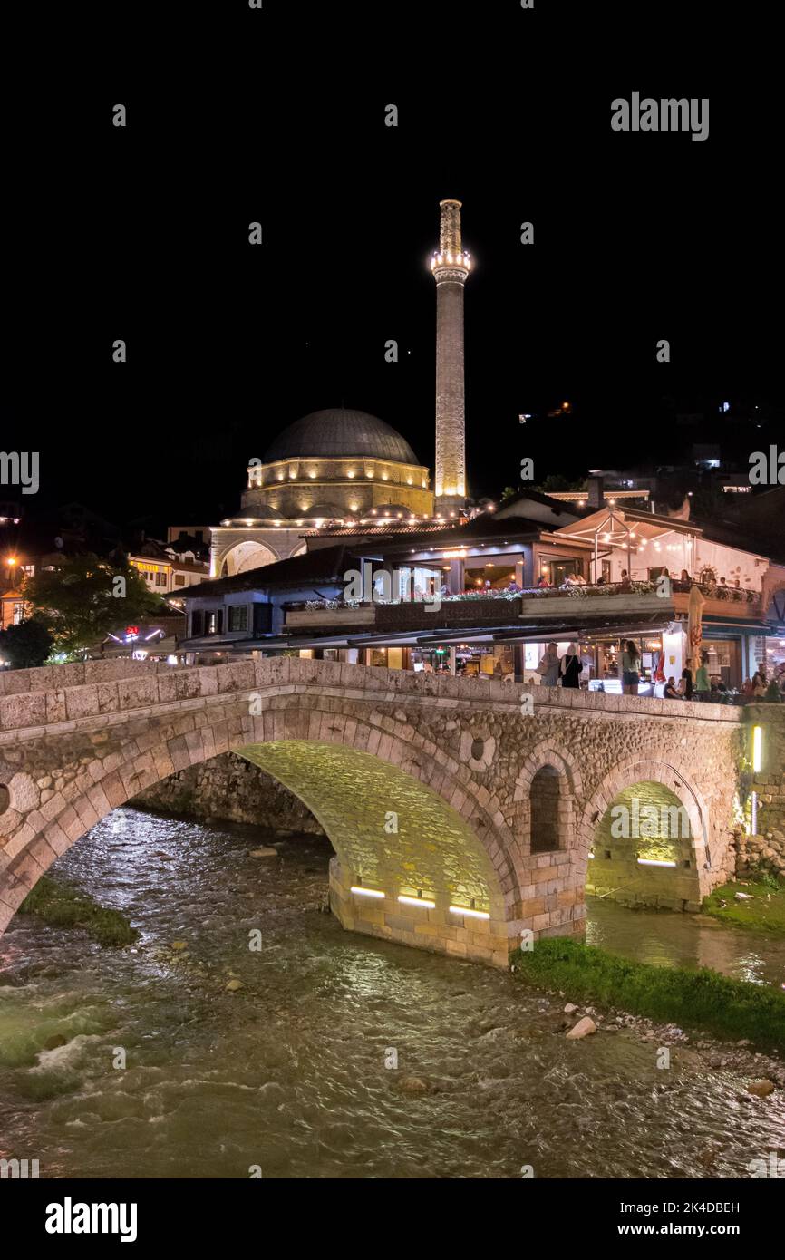 Sinan Pasha Mosque and stone bridge, landmarks in the city of Prizren ...