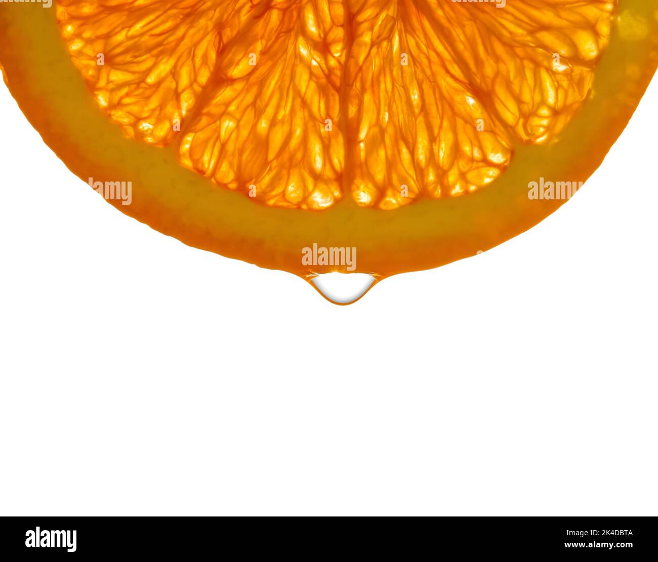 A slice of an orange with water drop isolated on white background Stock ...