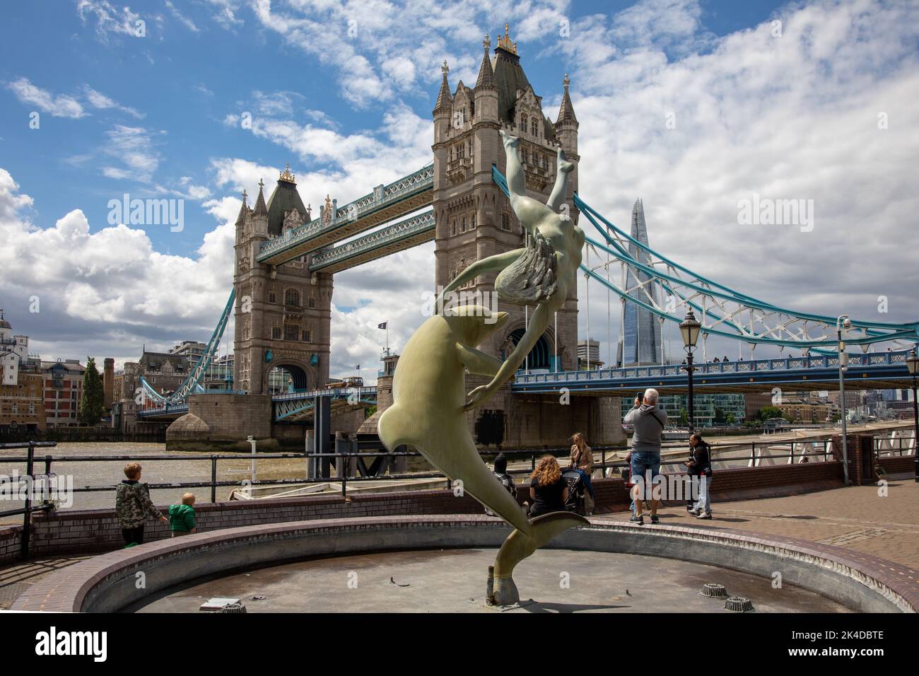 The Tower Bridge over the river Thames with the Dolphin and Mermaid ...