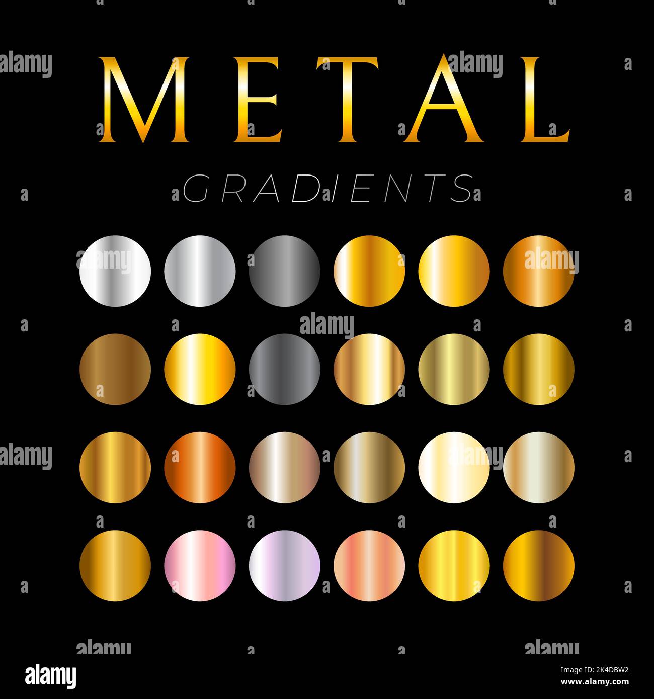 Metal Gold, Silver, Bronze, Copper Gradients Color Shades Swatches ...