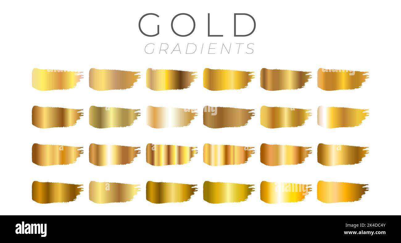 Gold Gradients Paint Color Swatches with Brush Strokes Stock Vector ...