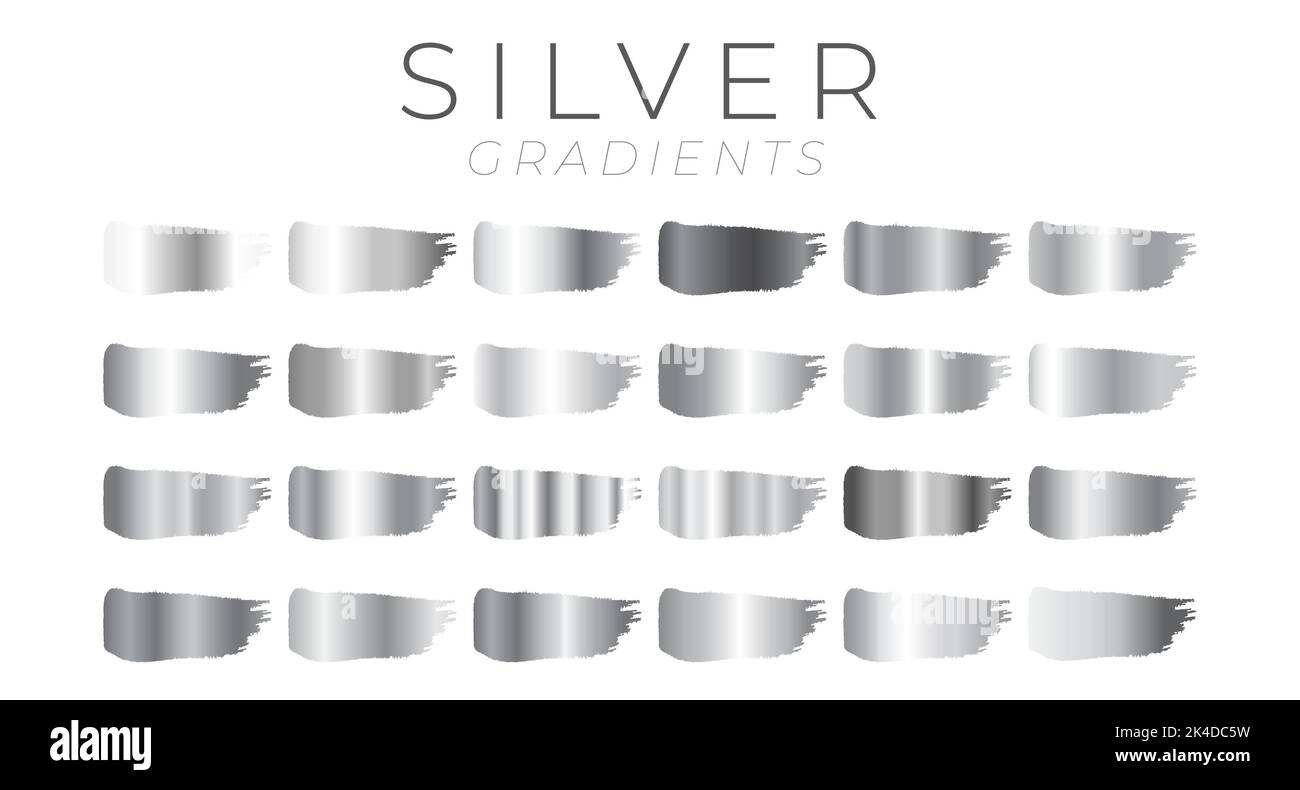 Silver Gradients Paint Color Swatches with Brush Strokes Stock Vector ...