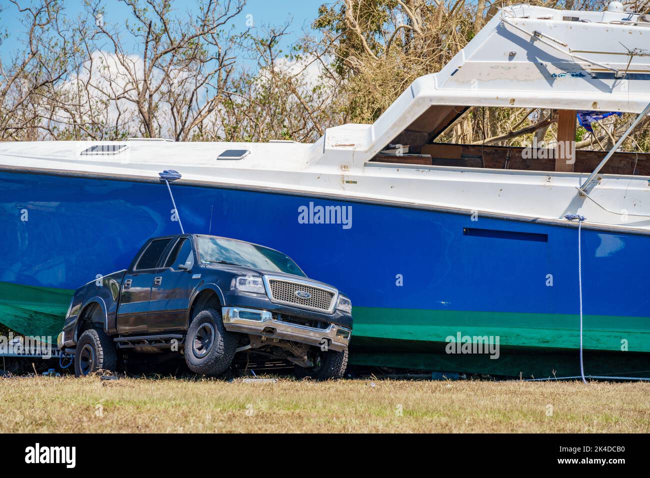Fort Myers, FL, USA - October 1, 2022: Photo of a boat pinning down a ...