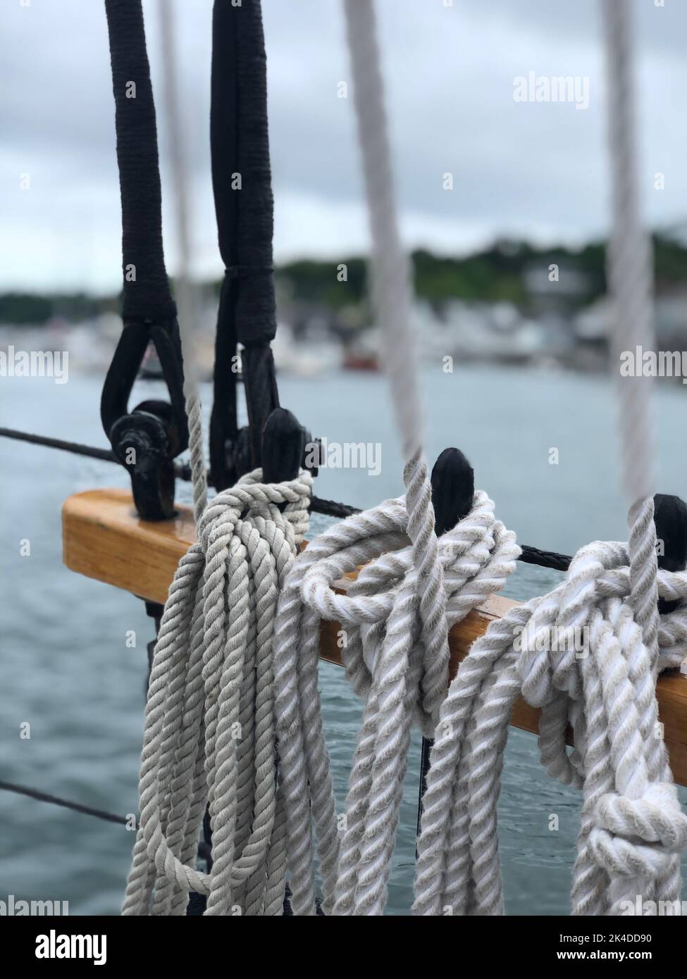A vertical shot of boat ropes in Maine Stock Photo - Alamy