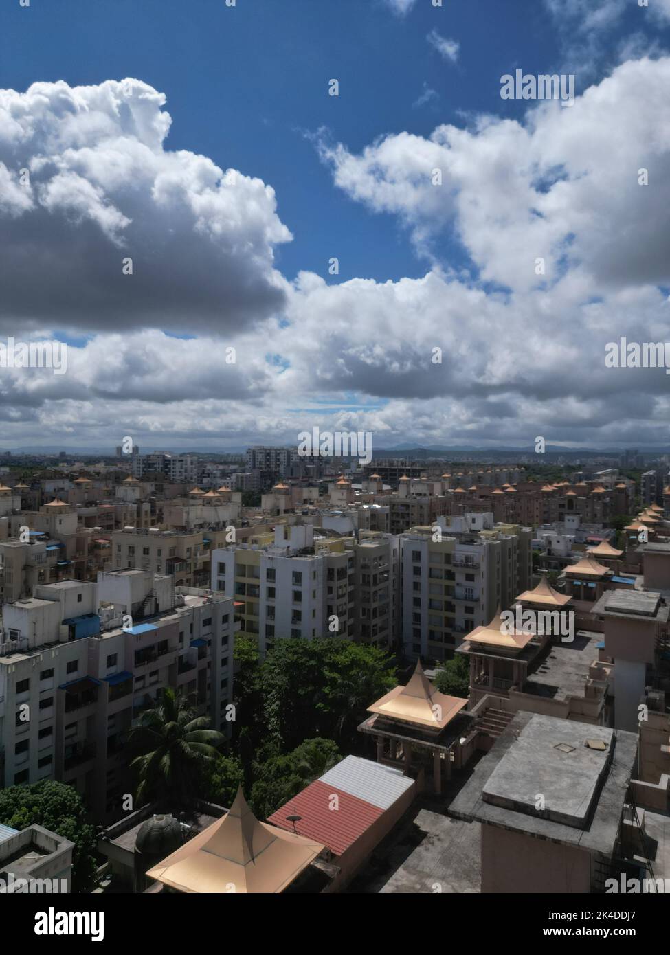 A vertical high angle shot of buildings in Pimple Saudagar Stock Photo ...