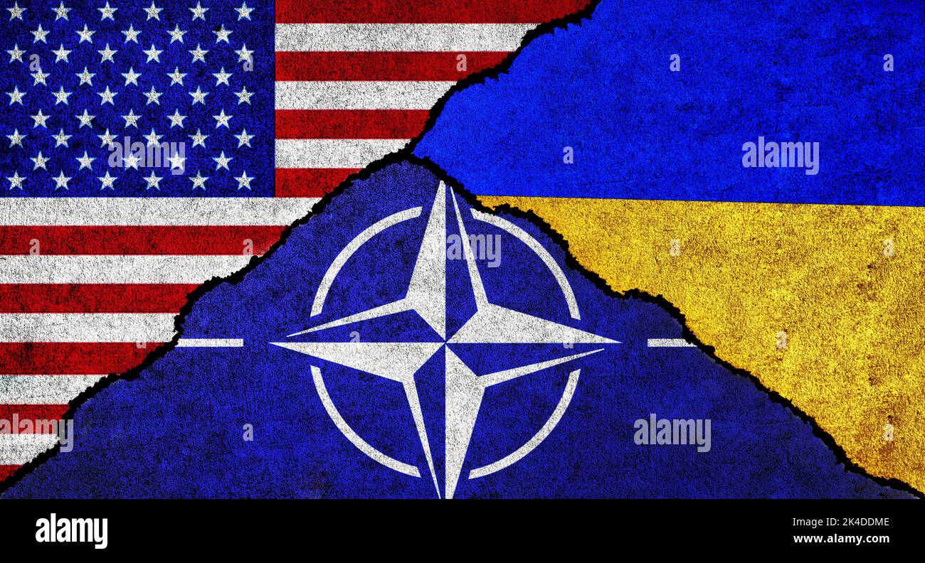 USA, NATO and Ukraine flag together. Diplomatic relations between ...