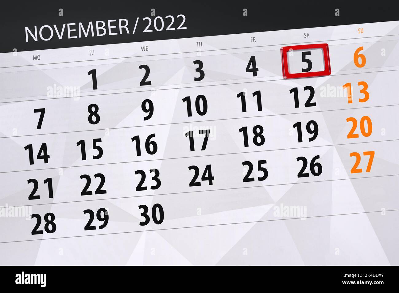Calendar 2022, deadline, day, month, page, organizer, date, november ...