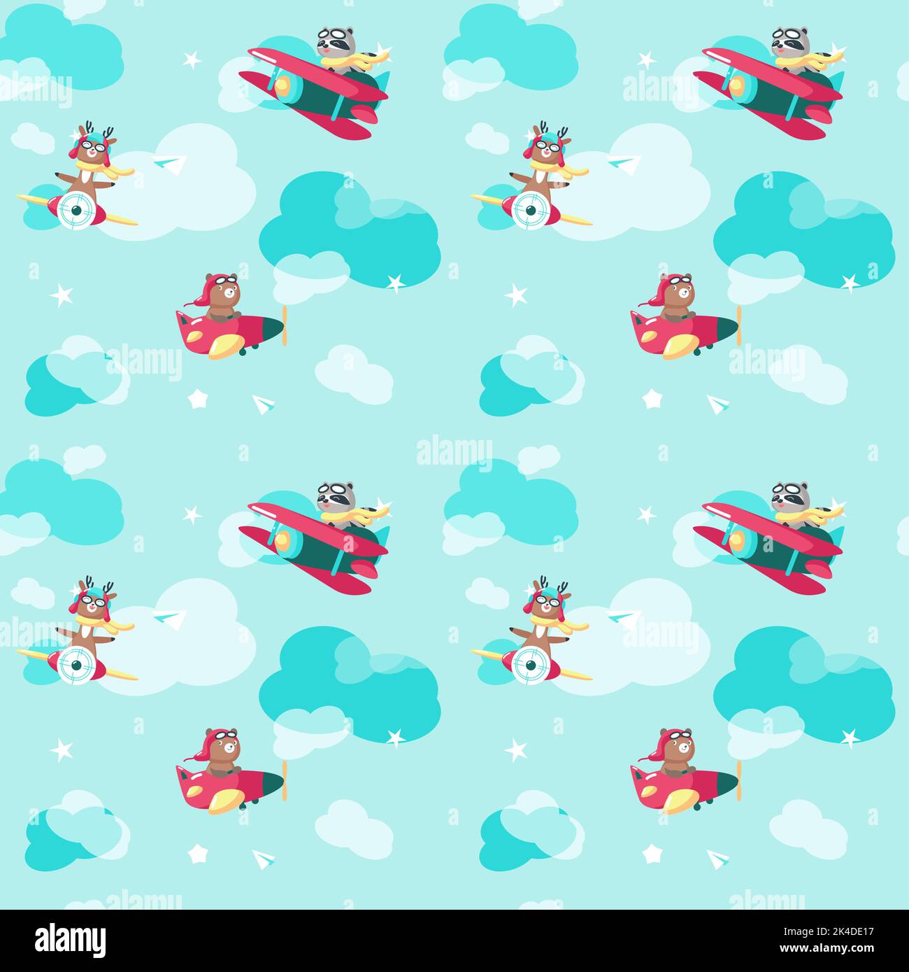 Vector seamless pattern with cute pilot animals Stock Vector Image ...