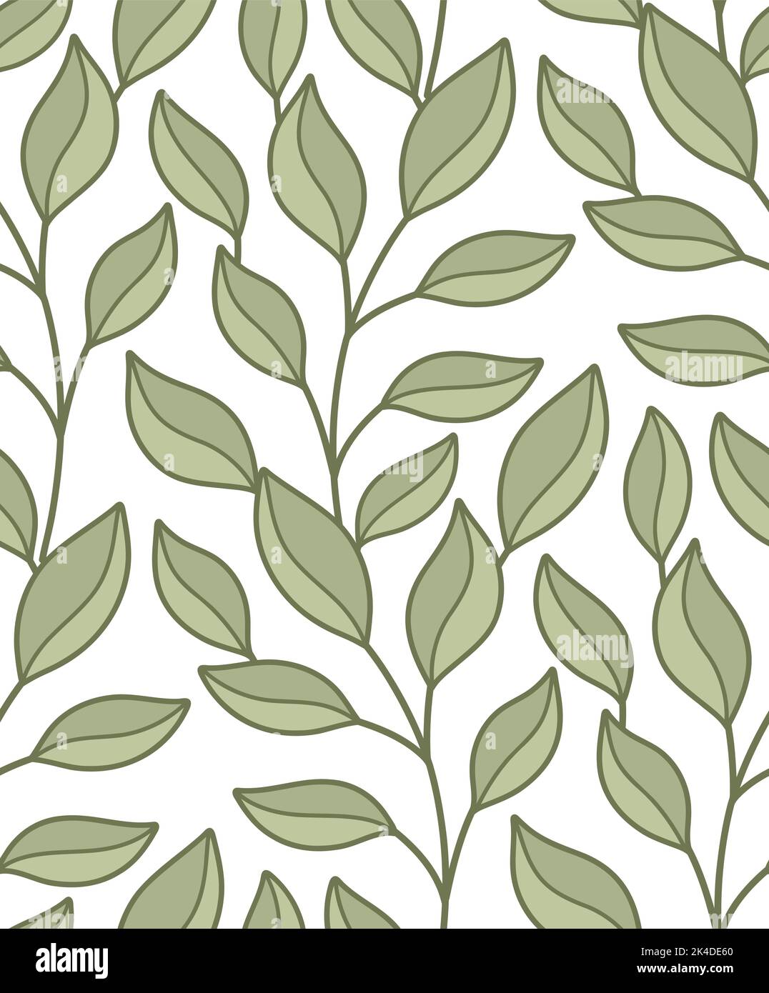 Vector pattern with intertwined branches with foliage on a white ...