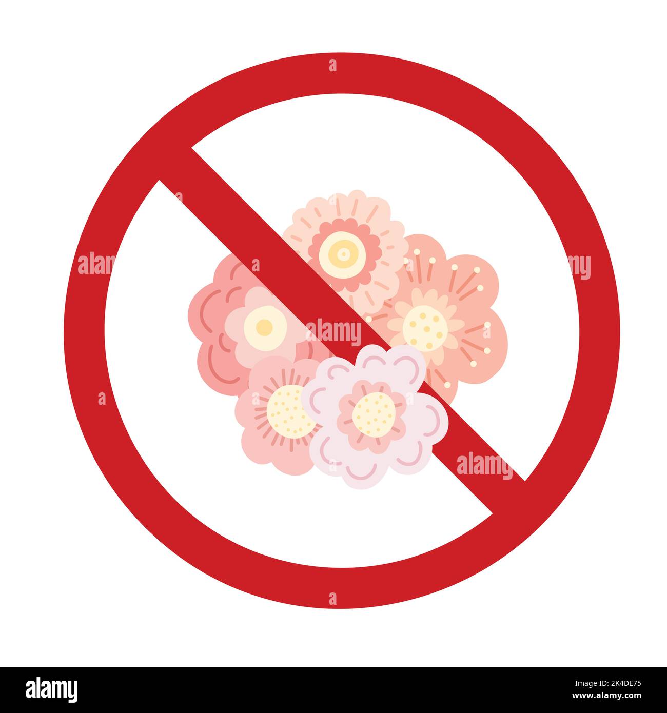 Flowers in the prohibition sign. Vector lovely flowers in gentle colors ... Flowers in the prohibition sign. Vector lovely flowers in gentle colors ...