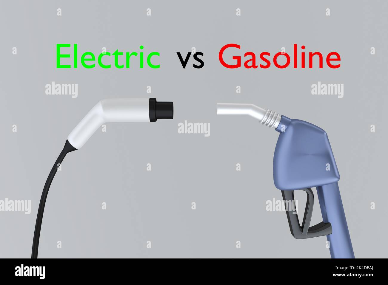 3D illustration of electric refueling handle and gasoline refueling ...