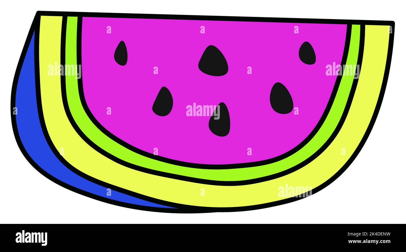 Fruit slice, watermelon with seeds, 90s sticker Stock Vector Image ...