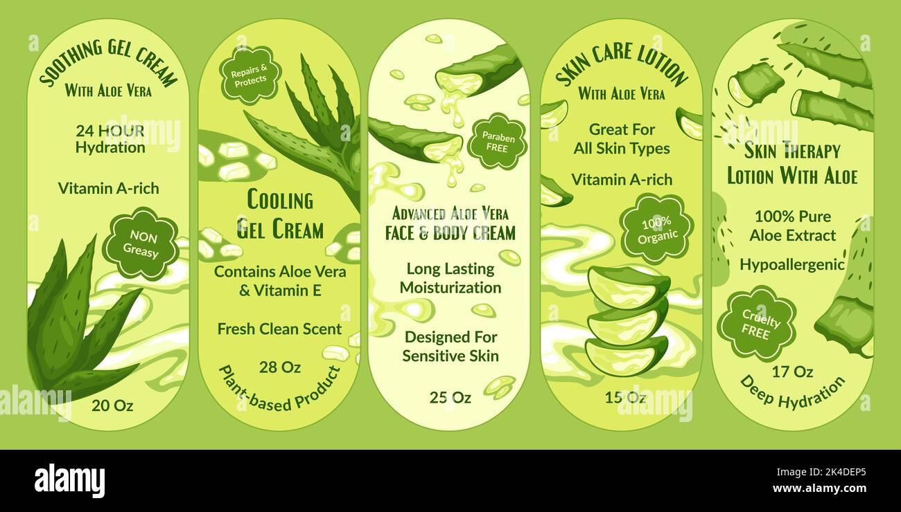 Label For Natural Aloe Vera Gel Packaging Design Stock Vector Image