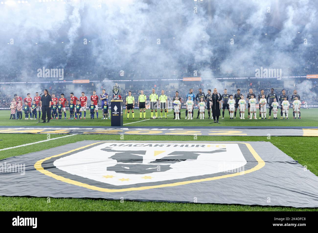SYDNEY, AUSTRALIA - OCTOBER 1: Players line up for the Australian ...