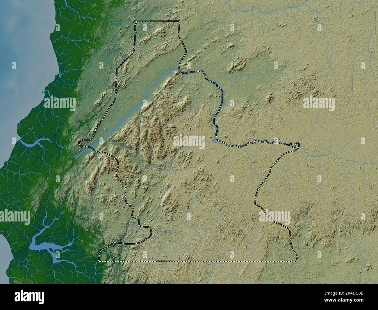 Centro Sur, province of Equatorial Guinea. Colored elevation map with ...