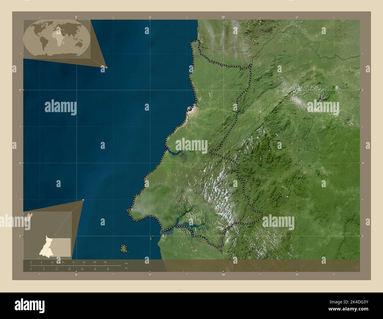 Litoral, province of Equatorial Guinea. High resolution satellite map ...