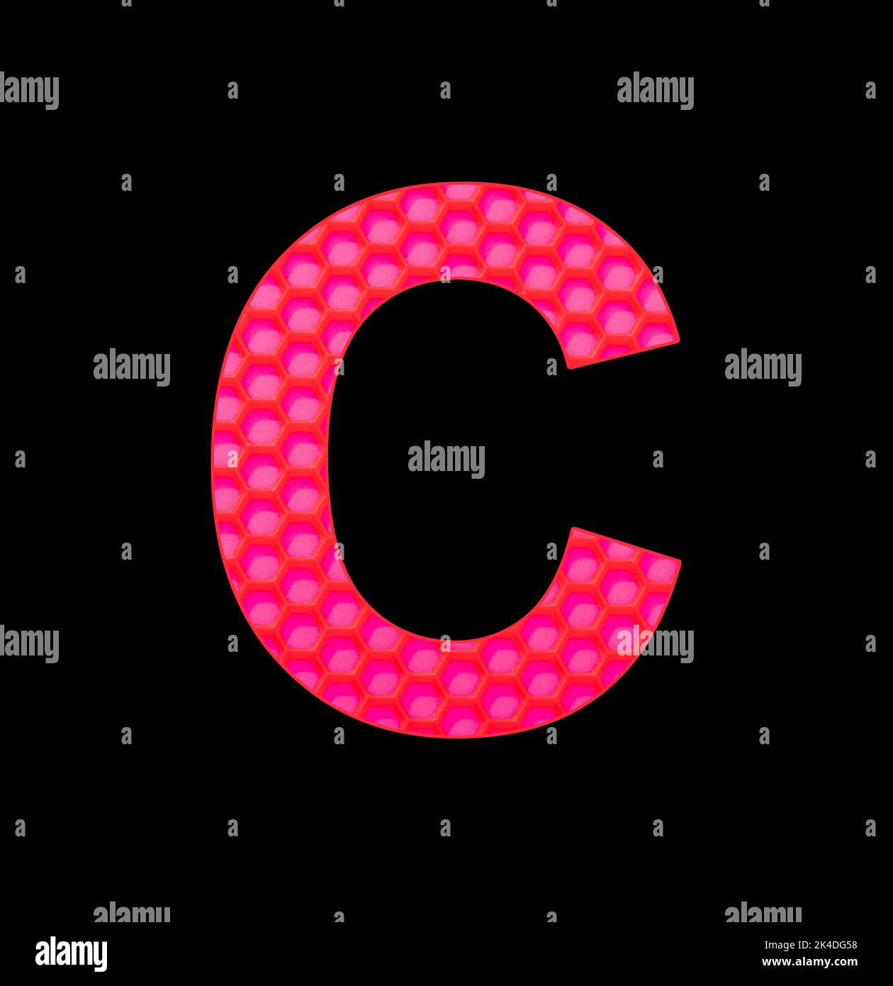 Uppercase letter C - Silicone background with red hexagons Stock Photo ...