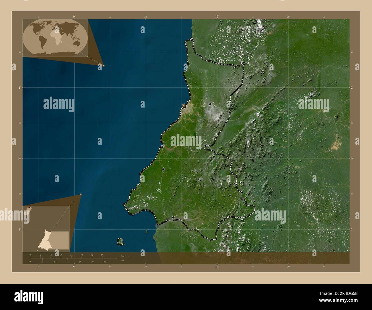 Litoral, province of Equatorial Guinea. Low resolution satellite map ...
