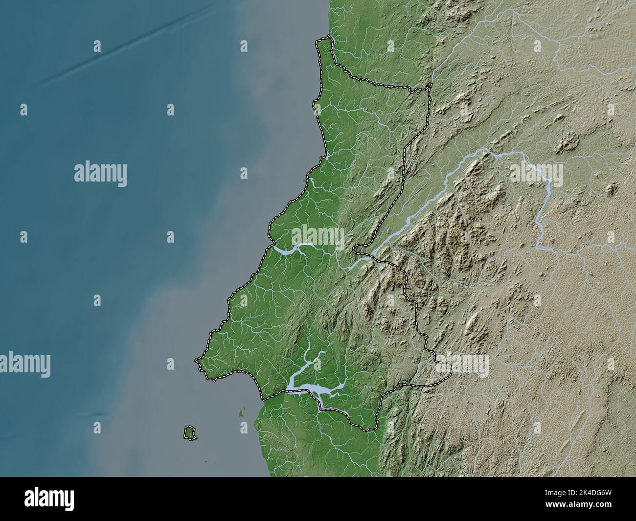 Litoral, province of Equatorial Guinea. Elevation map colored in wiki ...