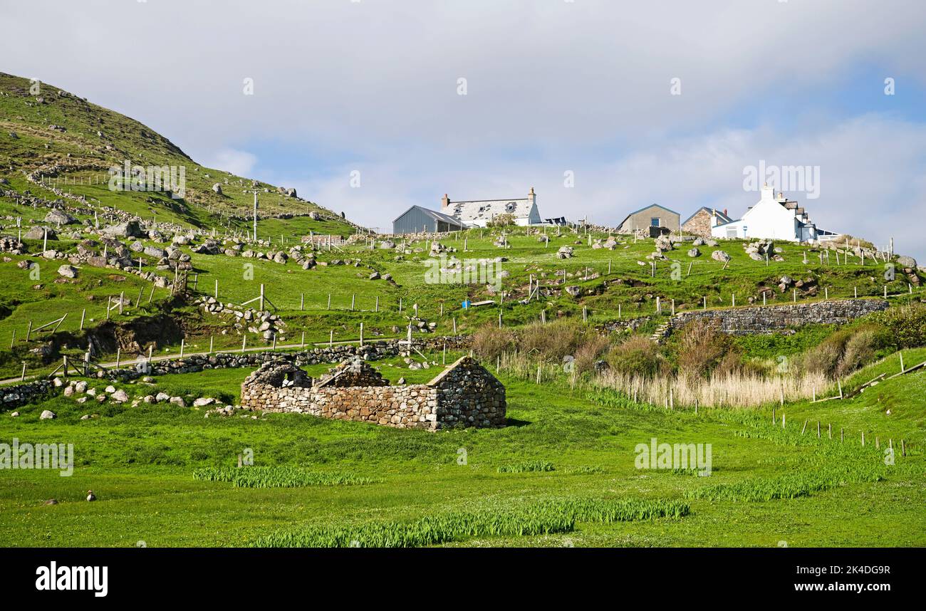 Small crofting settlement at Droman, old ruined croft house on the ...