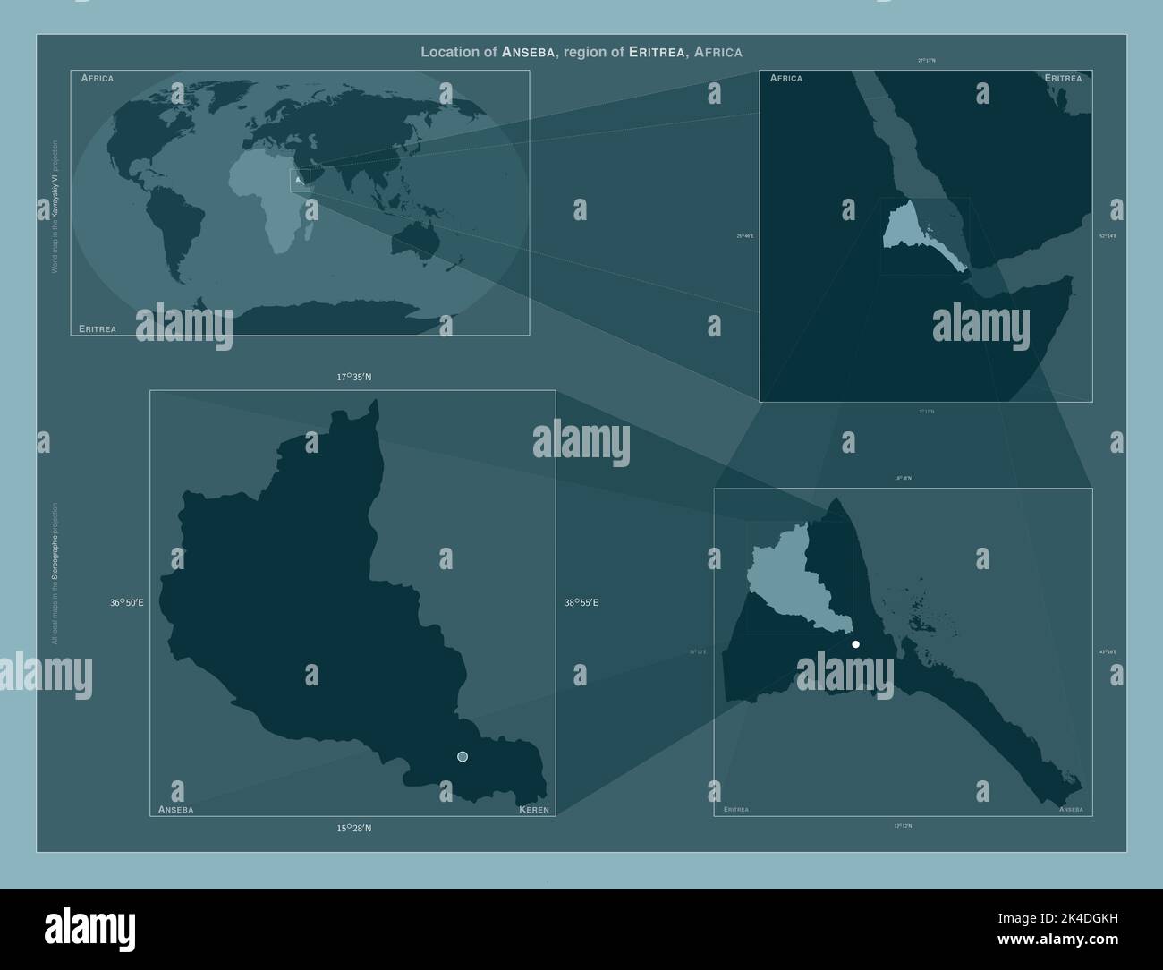Anseba, region of Eritrea. Diagram showing the location of the region ...