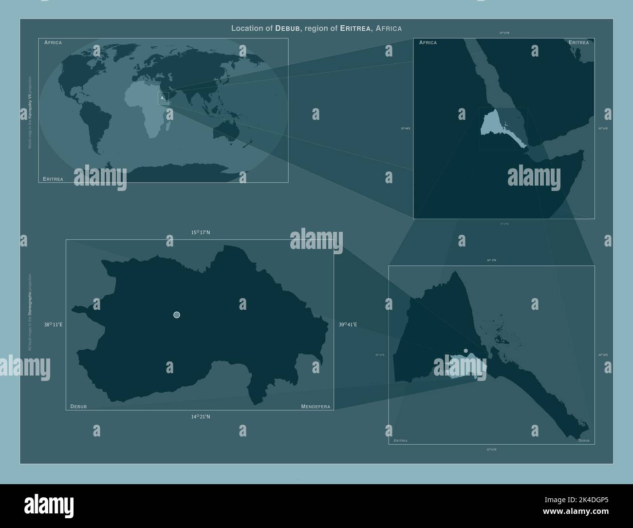 Debub, region of Eritrea. Diagram showing the location of the region on ...