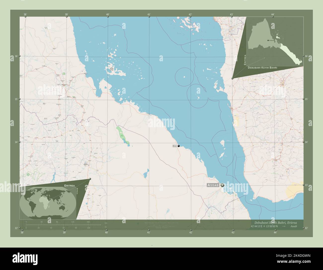 Debubawi Keyih Bahri, region of Eritrea. Open Street Map. Locations and ...