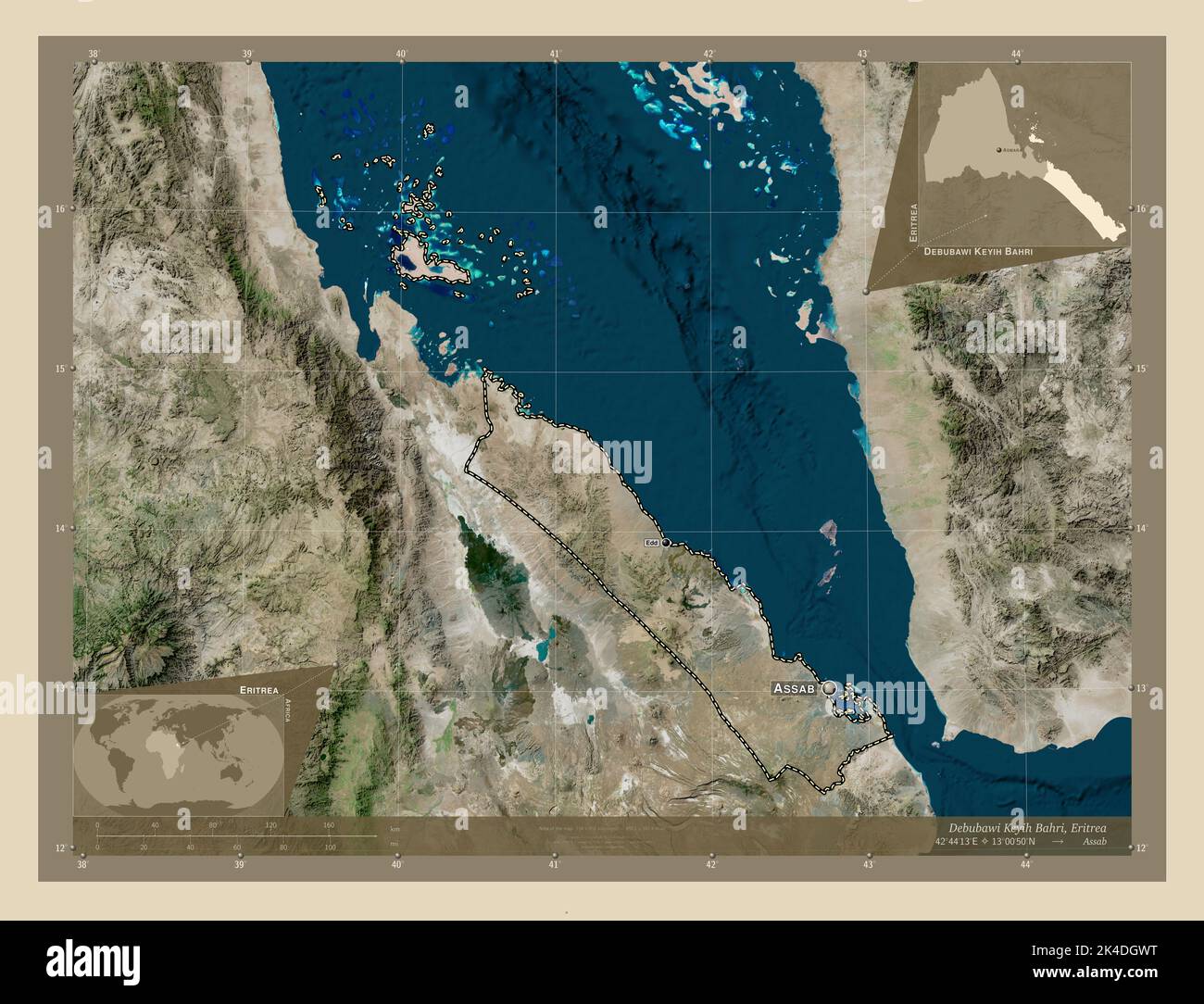 Debubawi Keyih Bahri, region of Eritrea. High resolution satellite map ...