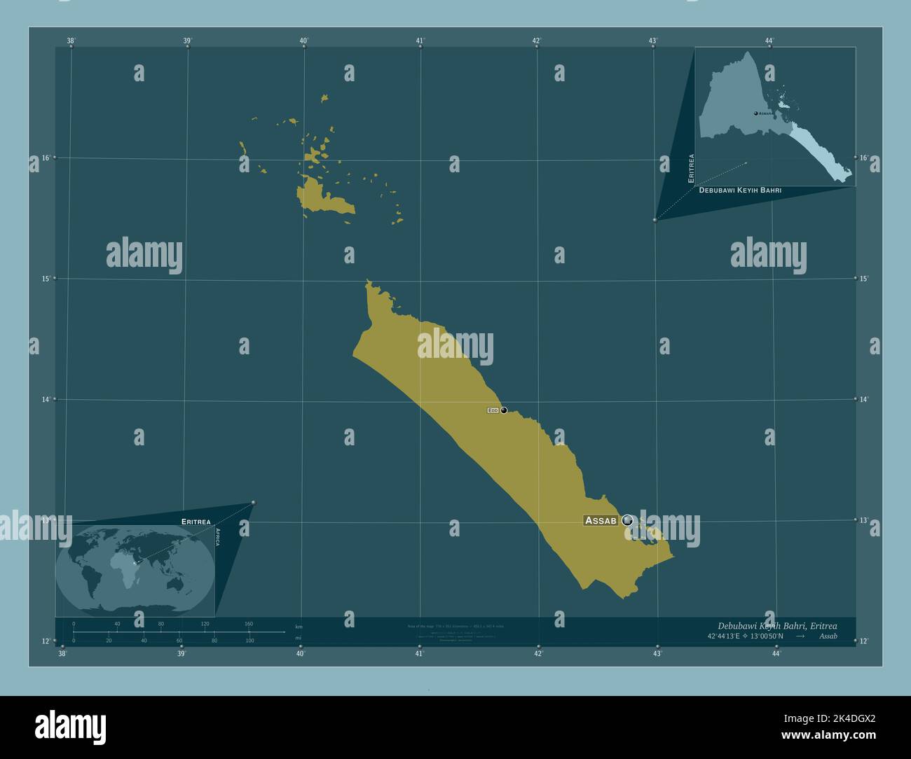 Debubawi Keyih Bahri, region of Eritrea. Solid color shape. Locations ...