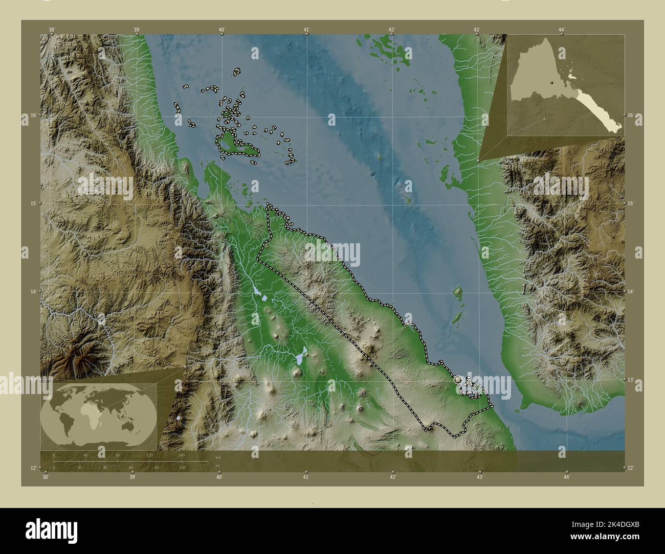 Debubawi Keyih Bahri, region of Eritrea. Elevation map colored in wiki ...