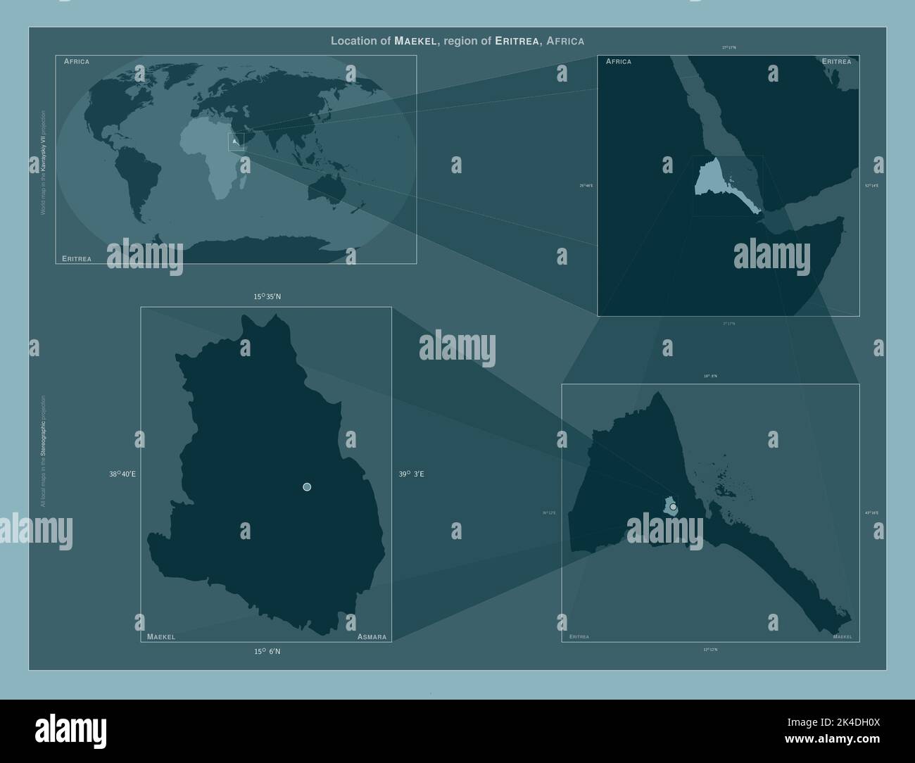 Maekel, region of Eritrea. Diagram showing the location of the region ...