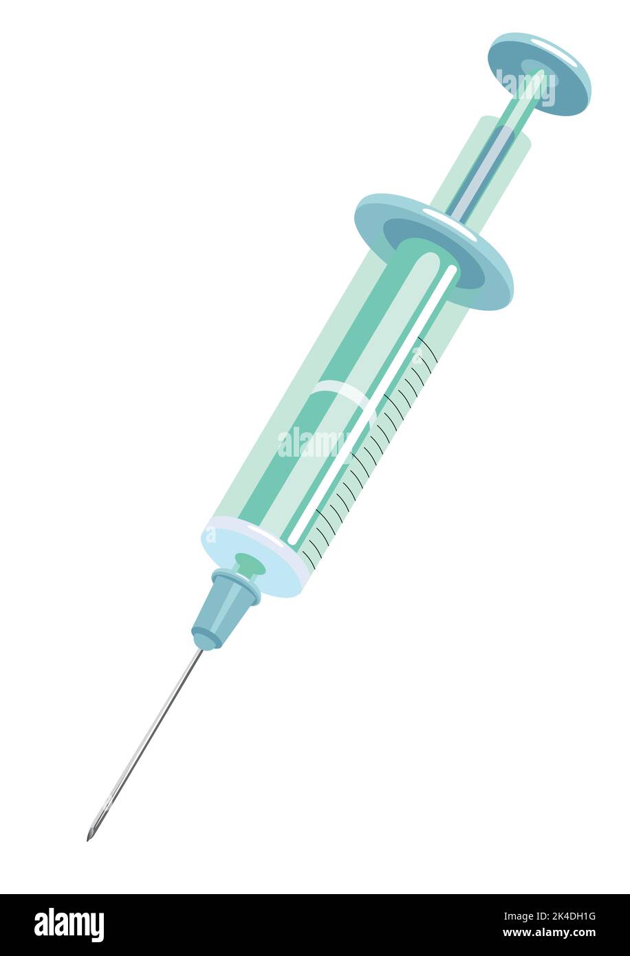 Syringe injector application with needle isolated on the white ...