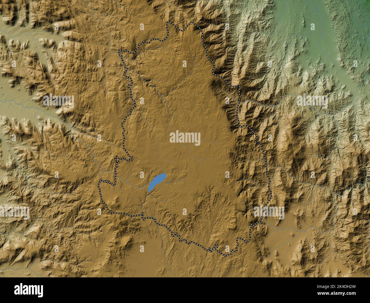 Maekel, region of Eritrea. Colored elevation map with lakes and rivers ...