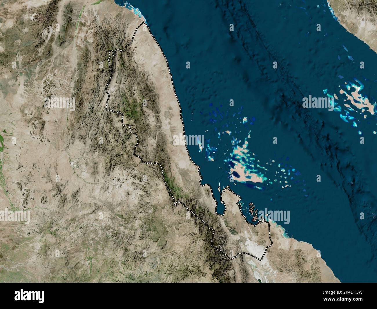 Semenawi Keyih Bahri, region of Eritrea. High resolution satellite map ...
