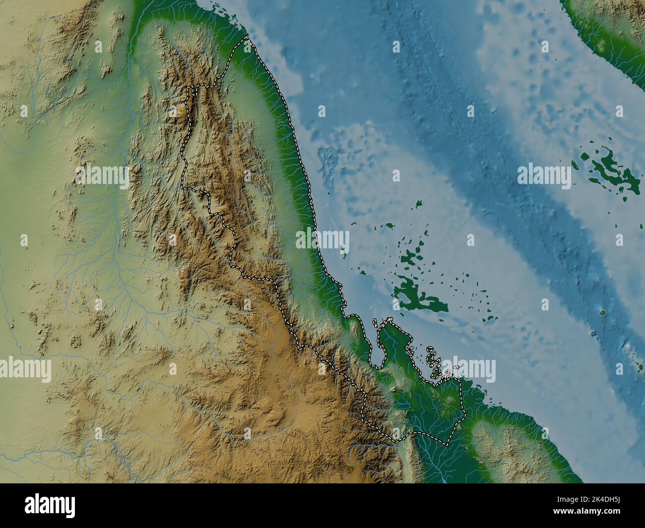 Semenawi Keyih Bahri, region of Eritrea. Colored elevation map with ...