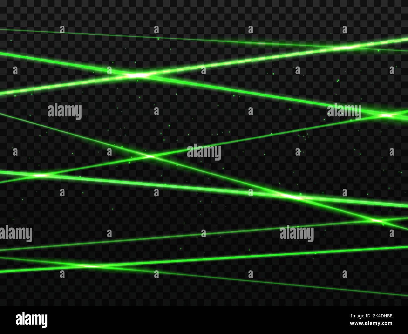 Green laser beam lights, background with neon glow lines on black ...