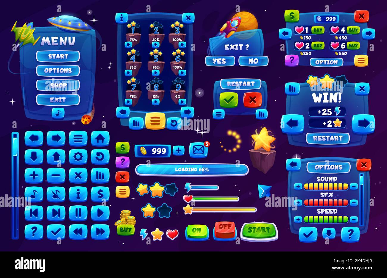 Galaxy Space Game Interface Ui Game Buttons Gui Elements Game Asset