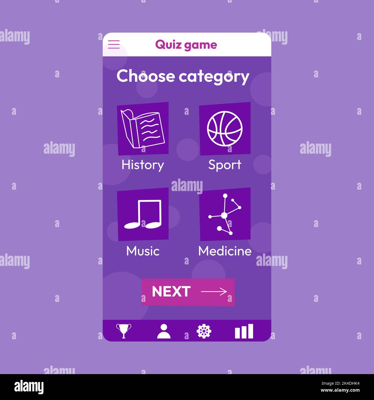 Quiz Test Lottery Millionaire Menu Template Quiz Game Frame Flat