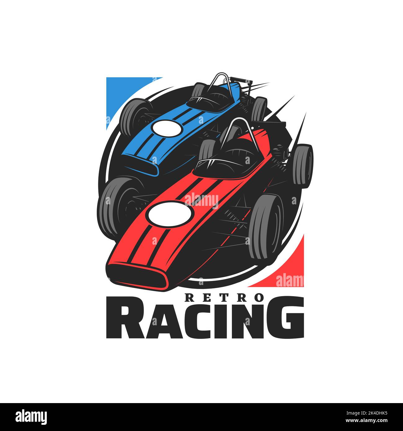 Retro racing cars icon. Motorsport classic automobiles Grand Prix ...