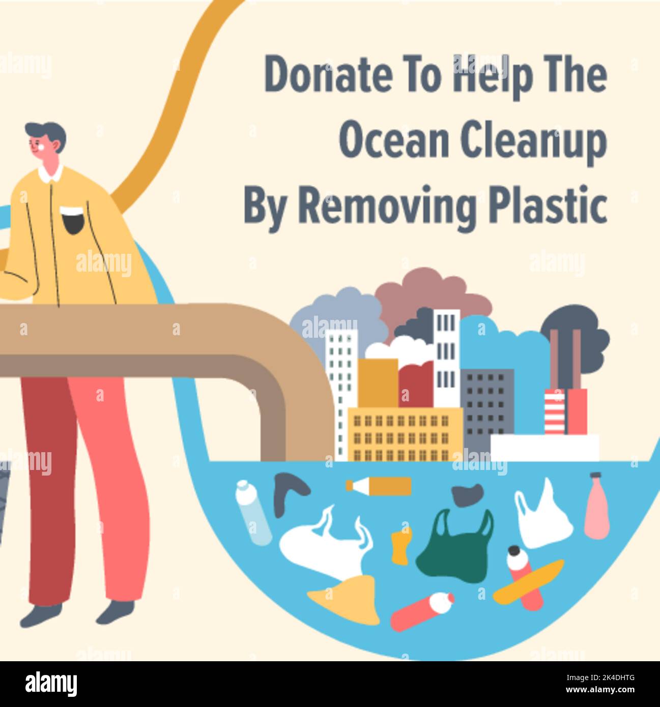Donate to help ocean cleanup by removing plastic Stock Vector Image ...
