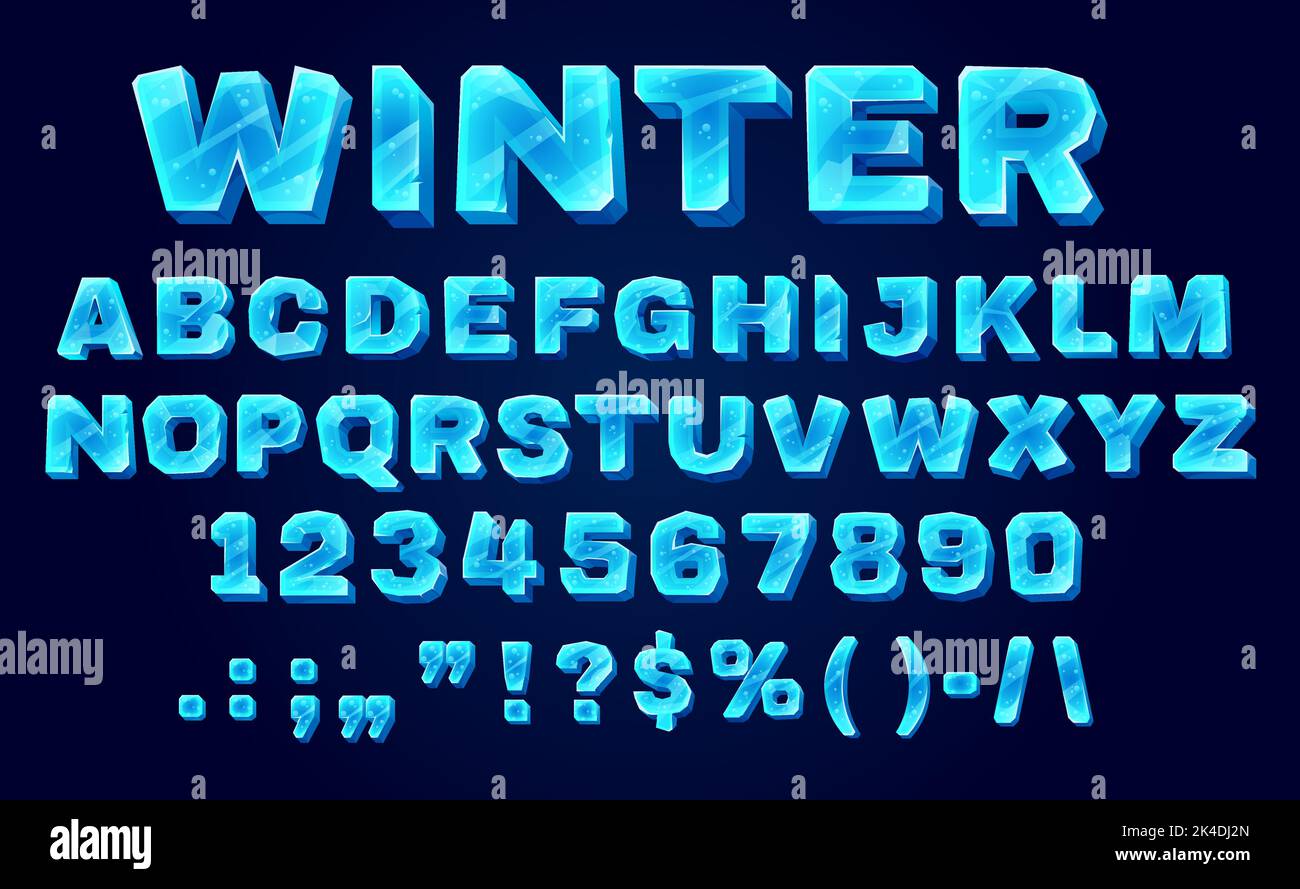 Ice crystal font, typeface, type alphabet. Cartoon vector abc letters ...