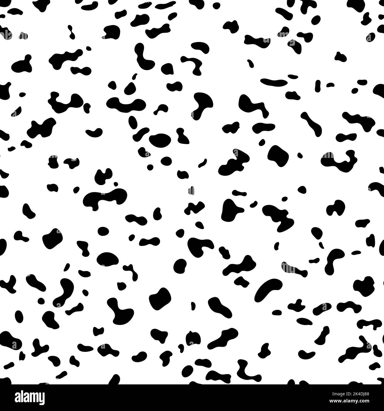 Dalmatian seamless pattern with dog animal skin print of vector black spots on white background ...