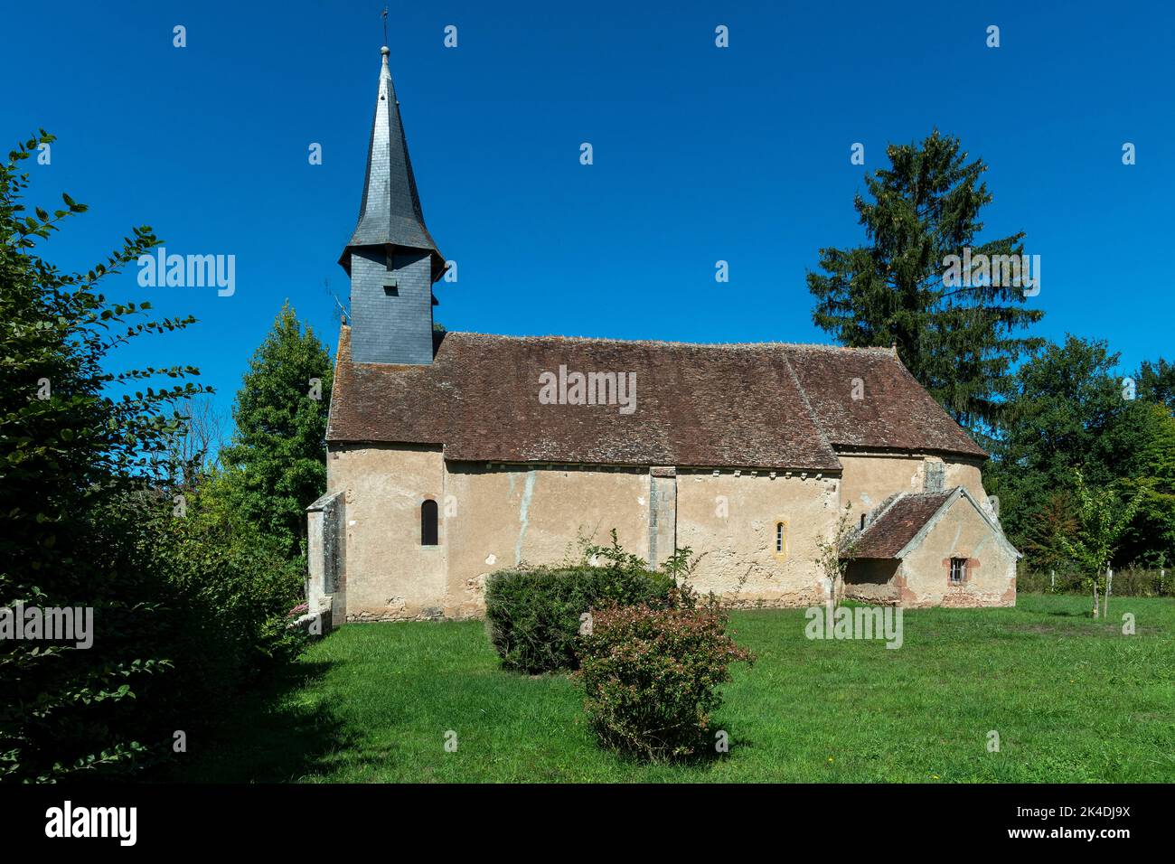 The land of Troncais. Isle-et-Bardais village. 13th century church of ...