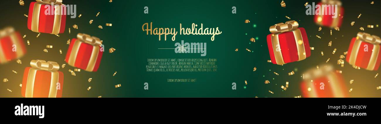 Christmas gifts holiday realistic 3d objects. Christmas decorative ...