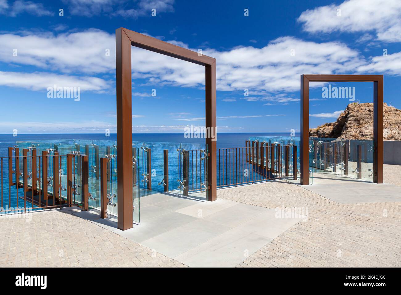 Glass bottomed skywalk, Cabo Girao, Funchal, Madeira, Portugal Europe ...