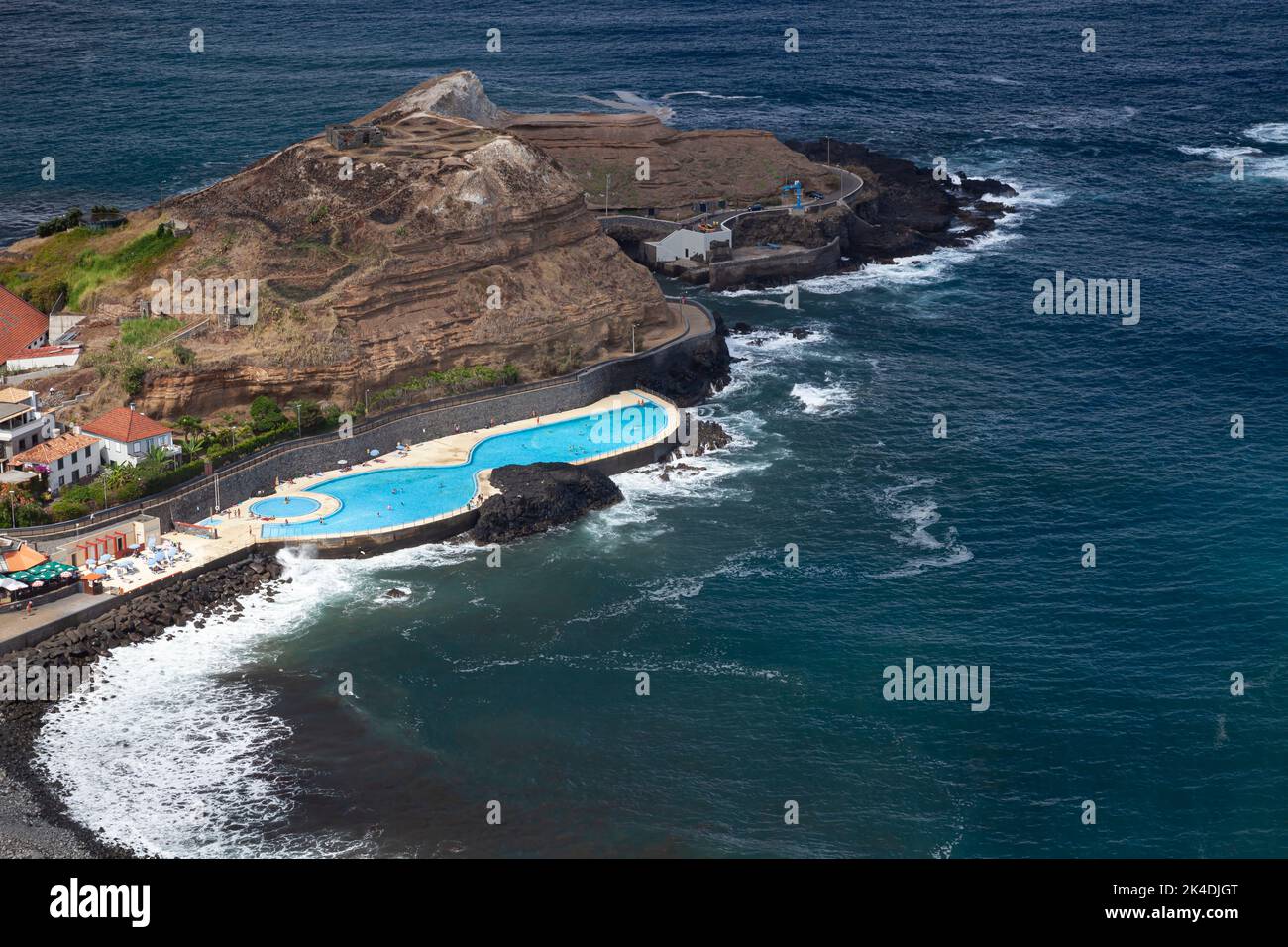 Bathing complex, seawater pools of Piscina do Porto da Cruz, aerial ...