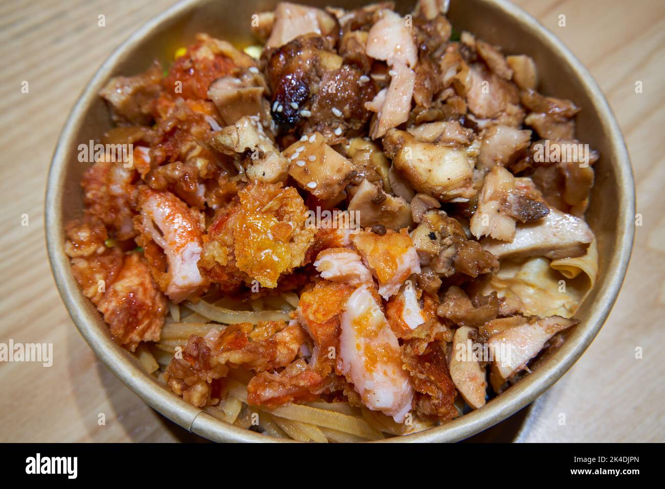 A Crispy and Delicious BBQ Chicken Chop Double Rice Stock Photo - Alamy