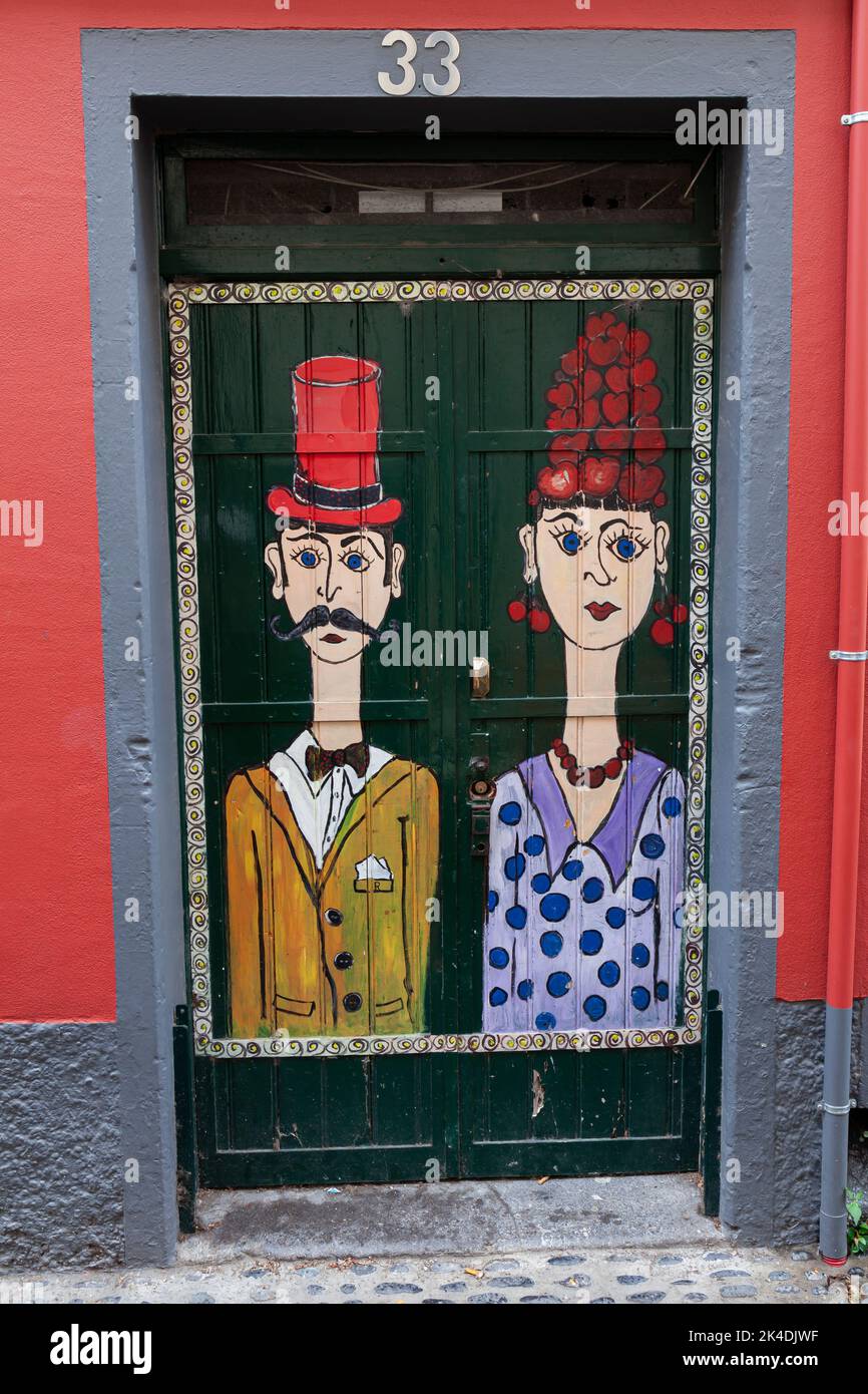 Colourful painted doors in the old town,the art of open doors, in the ...