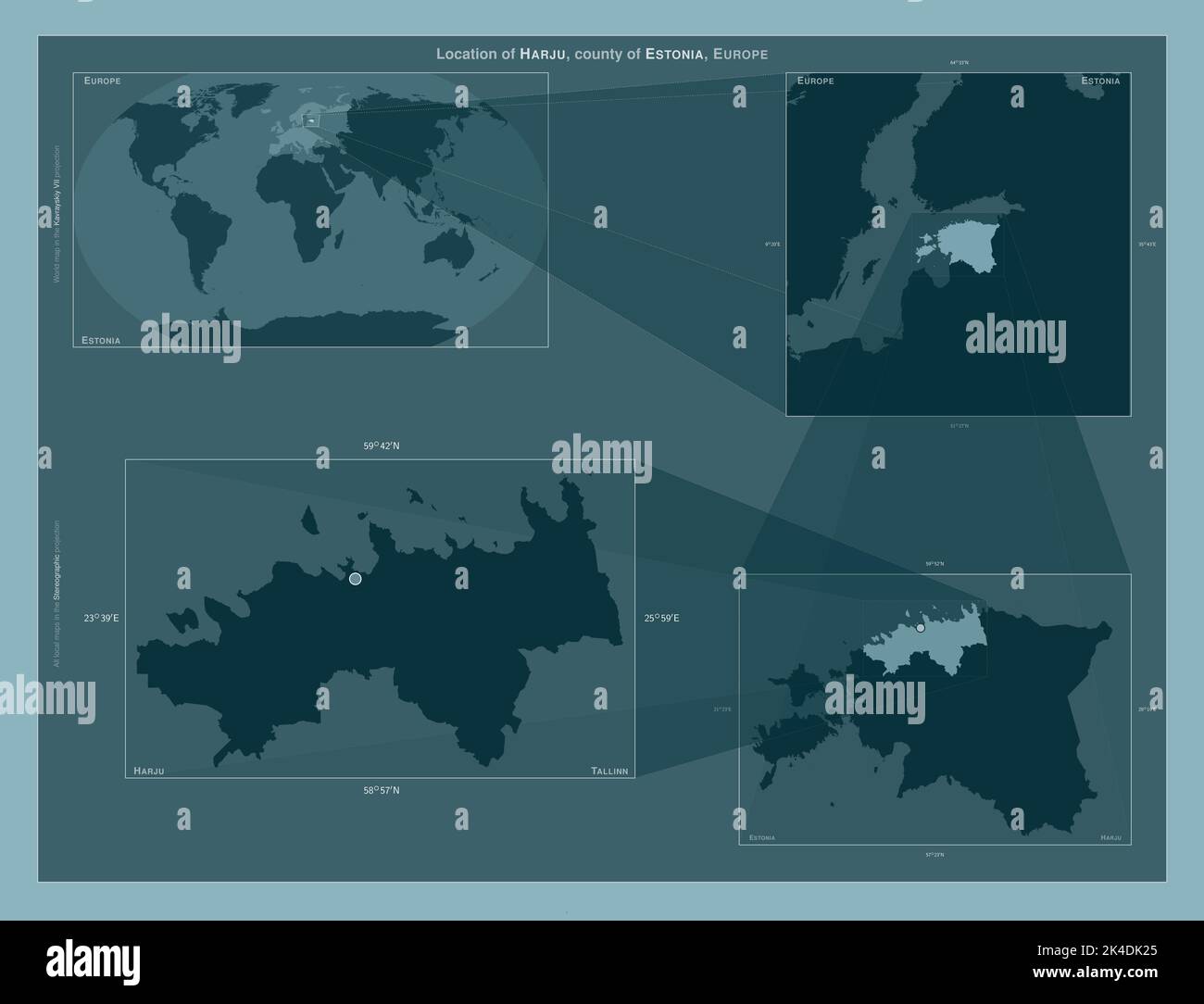 Harju, county of Estonia. Diagram showing the location of the region on ...